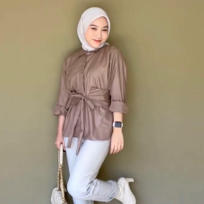 Meyla Blouse_ Kemeja 3 Looks ( Free Belts) - Shop | Tokopedia