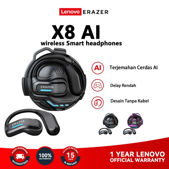 Promo Lenovo ERAZER X8 AI Translator TWS Bluetooth 5.4 Earphone Noise ...