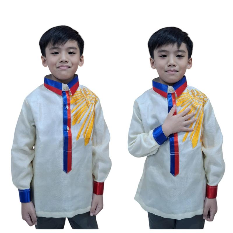 Modern barong kids boy BW 09 sinag flag inspired - TikTok Shop Philippines