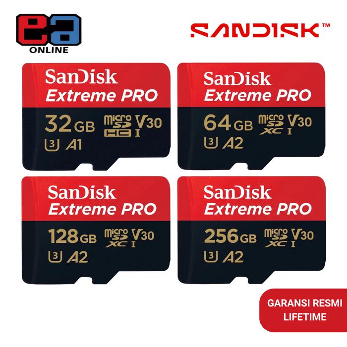 Jual SanDisk microSDHC / microSDXC Extreme Pro 32GB/64GB/128GB/256GB ...
