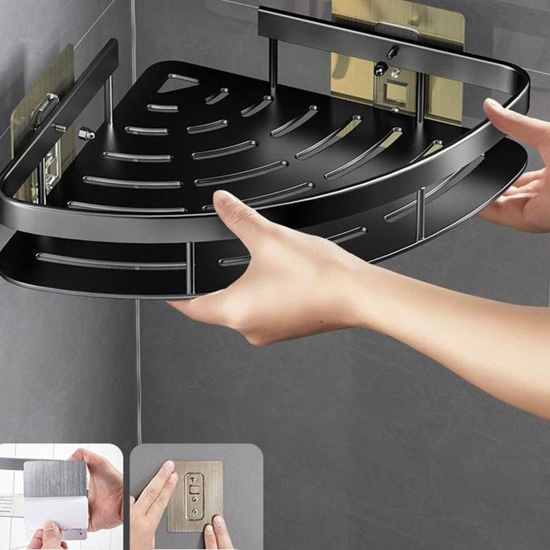 Rak bilik mandi pelekap di dinding, rak aluminium pelbagai fungsi ...