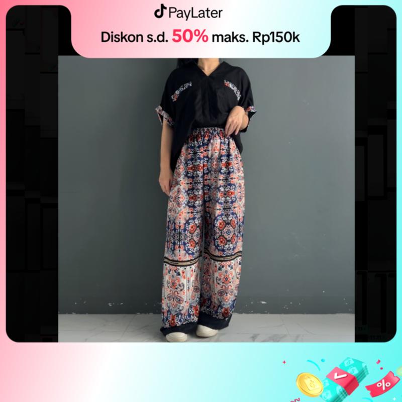 Set Zip Baju Katun Wanita dan Celana Panjang Kulot Kallyoutfit - Shop ...