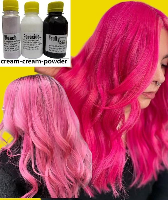 (FREE bleach set) Direct hot pink Hair Color Kit (10minutes )100ml+Free ...