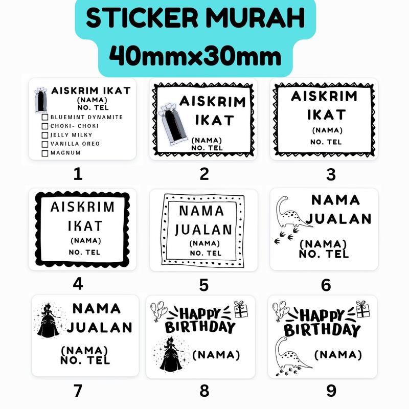 STICKER MURAH AISKRIM JUALAN MAKANAN / STICKER HARI JADI CUSTOM ...