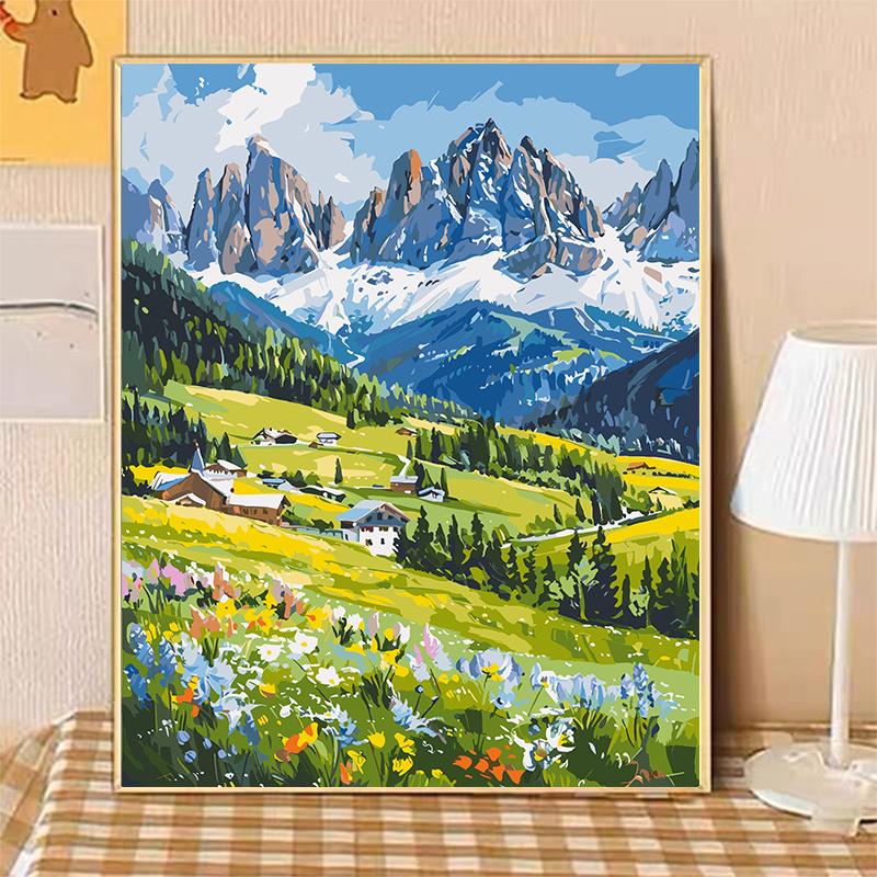 ACANDYL,Oil Paint By Numbers Kit, Verdant Wilderness Landscape ...