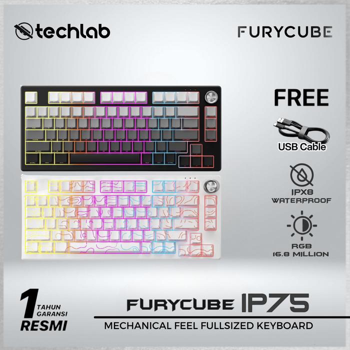 Promo FURYCUBE IP75 / IP-75 Membrane Keyboard 75% Layout Knob RGB ...