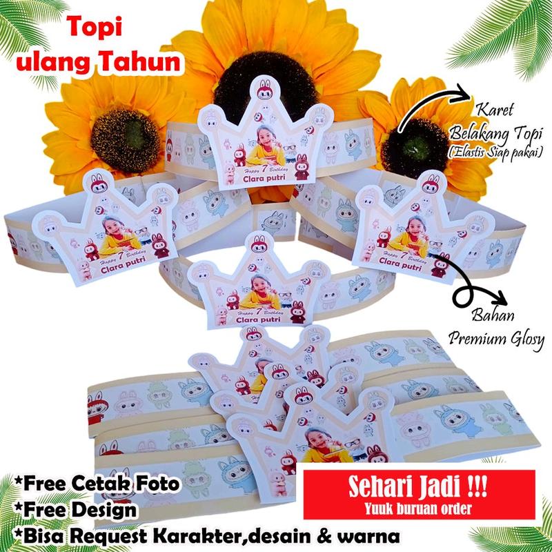 Topi ulang tahun anak Isi 15 pcs+Desain foto anak ( bahan glossy - Shop ...