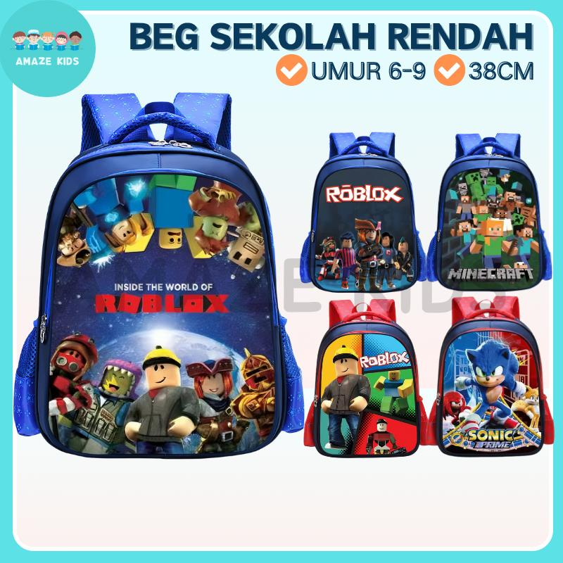 38cm Beg Sekolah Roblox Minecraft Sonic Budak Lelaki Kapasiti Besar ...