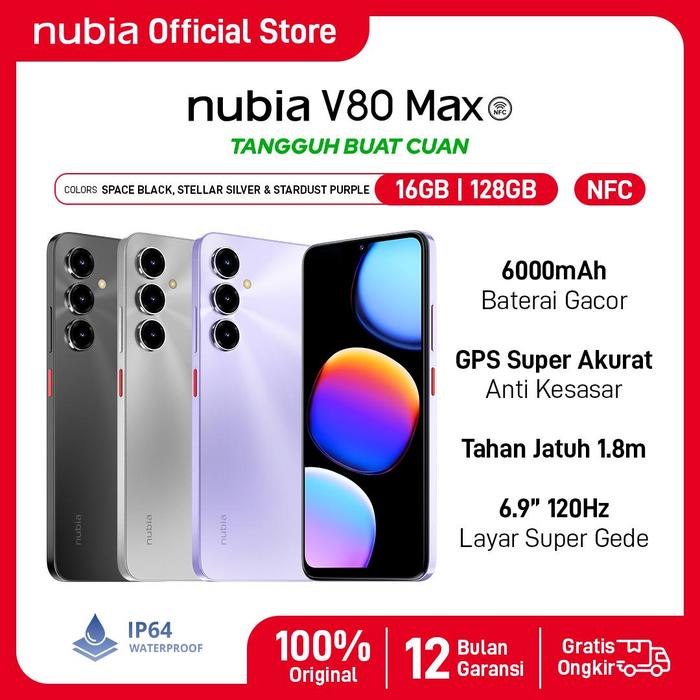 Promo Handphone nubia V80 Max ROM 128 GB RAM 8 GB Smartphone Layar 6.9 ...