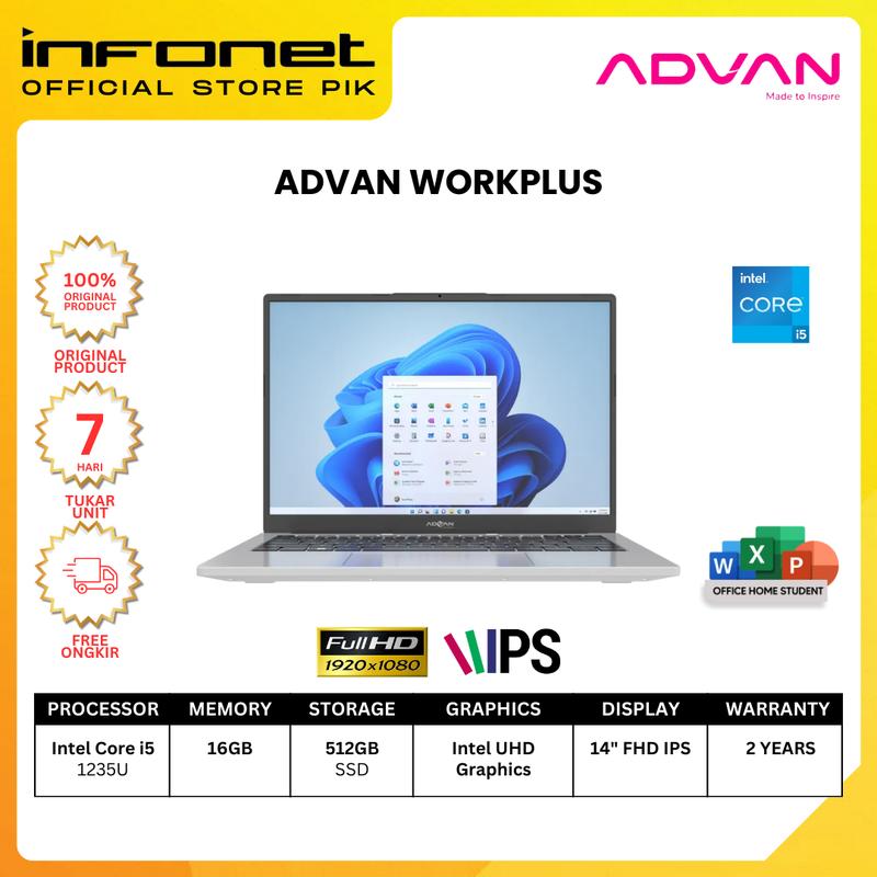 ADVAN WORKPLUS I5 1235U 16GB 512GB 14" FHD IPS W11 - Shop | Tokopedia