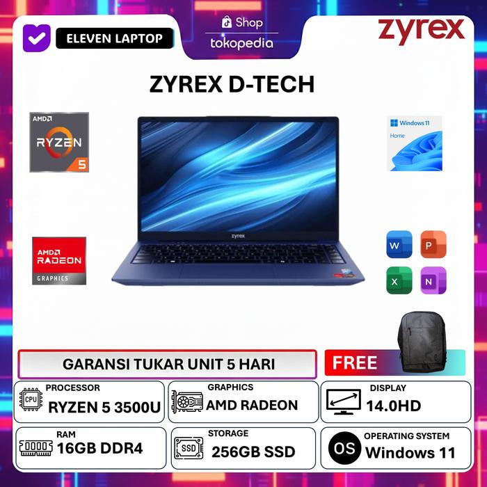 Promo Laptop ZYREX D-TECH AMD Ryzen 5 3500U 16GB 256GB 14" HD Windows11 ...