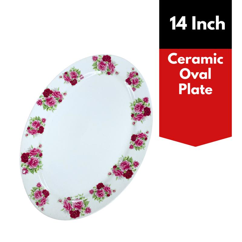 14inch Ceramic Oval Plate | Pinggan Mangkuk Seramik Microwav - TikTok ...