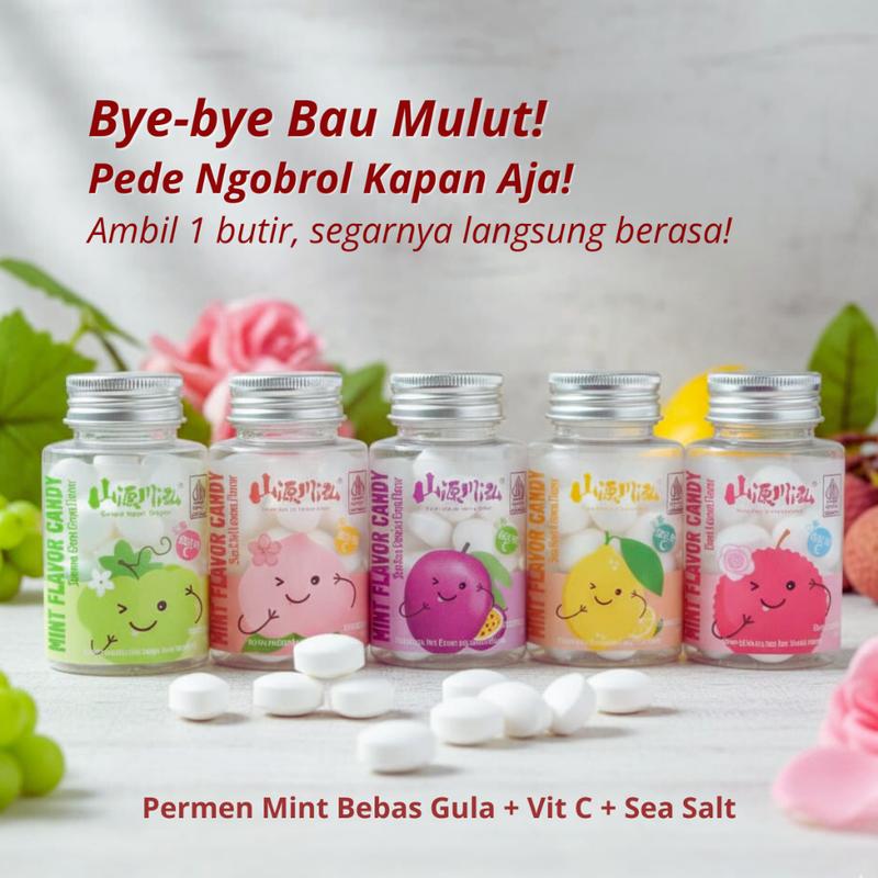 Permen Mint Bebas Gula 0% Kemasan Botol 38gr HALAL BPOM Menyegarkan ...