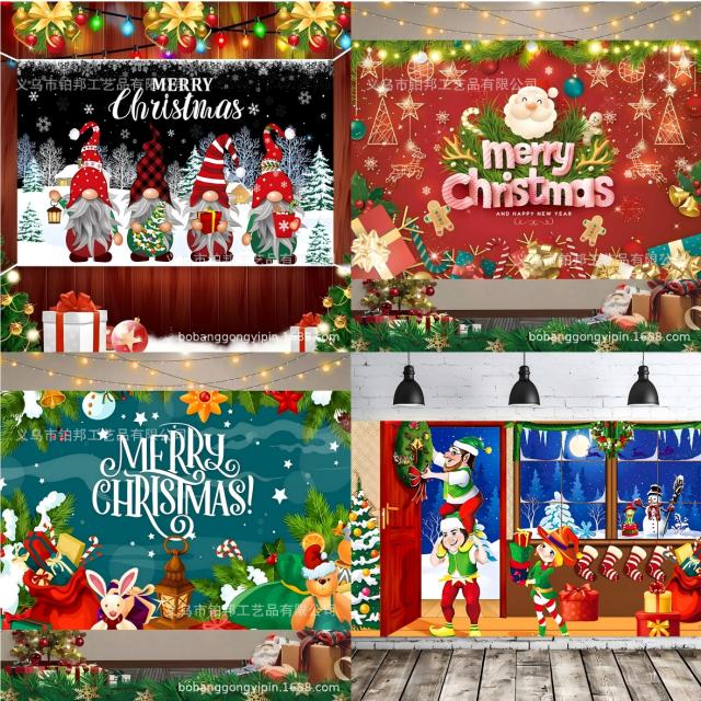 Latar Belakang Natal Baru Dekorasi Suasana Natal Tirai Pintu Spanduk ...