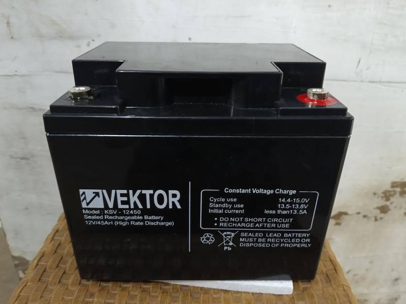VEKTOR Baterai VRLA 12V 45Ah Model KSVC-12450 Kapasitas 350A SoH 100% ...
