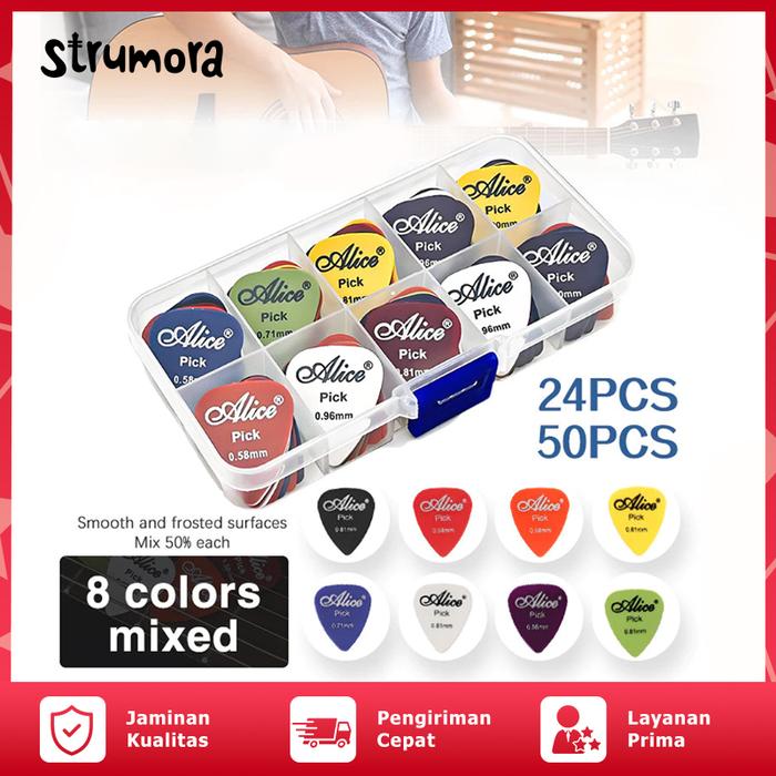 Promo Strumora Pick Gitar Set 24/50 Buah Anti-Slip 6 Ketebalan Warna ...