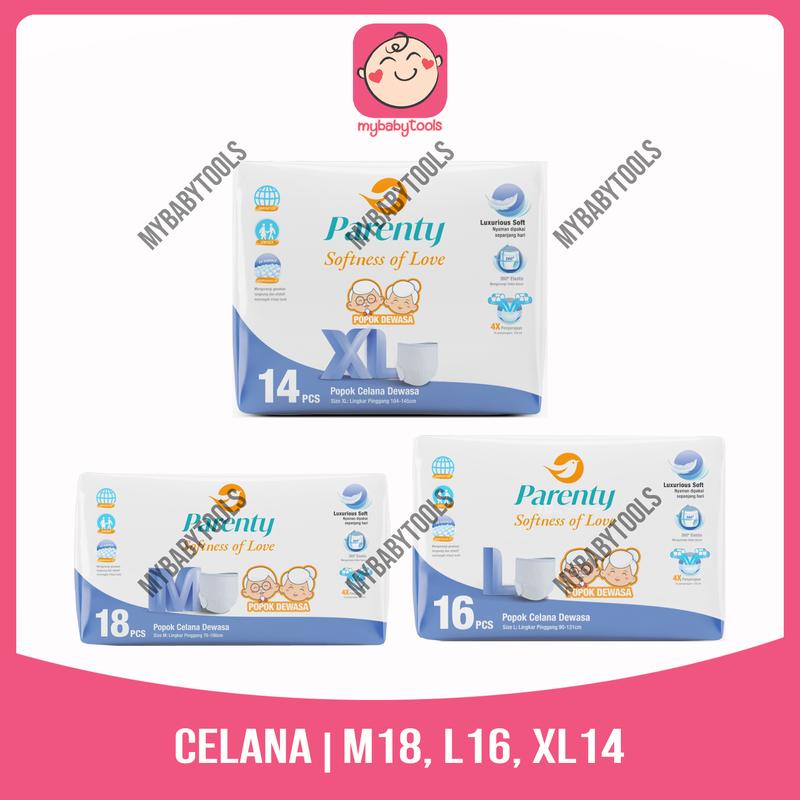 PARENTY ADULT DIAPERS SOFT PANTS M18/M20 /L16/ XL14 /POPOK CELANA ...