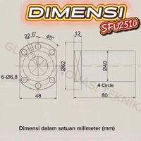 Jual PAKET ballscrew SFU 2510 SFU2510 25mm ball screw nut as shaft ulir ...
