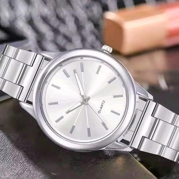 Jam Tangan Wanita Pria Analog Quartz Casual Strap Rantai Stainless ...