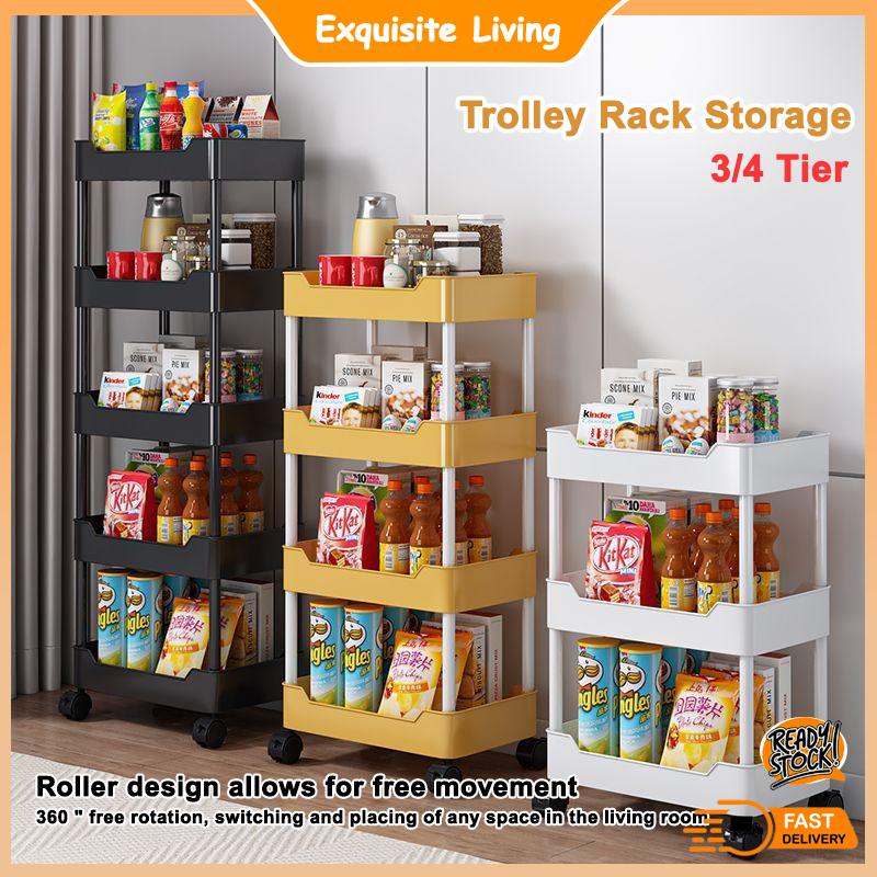 Trolley Rack Storage 3/4 Tier Trolley Kitchen Rack With Whee - TikTok ...