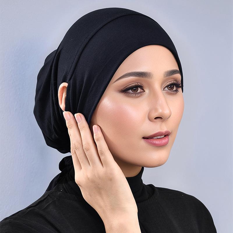 Topi Dalam dengan Tindik Telinga, Tudung Dalam Biasa, Untuk Wanita ...