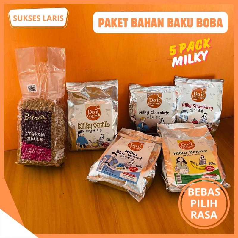 PAKET BAHAN BAKU MINUMAN MILKY BOBA KEKINIAN 5 PACK | PAKET BAHAN ...