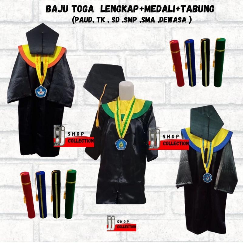 BAJU TOGA WISUDA LENGKAP MEDALI + TABUNG (PAUD ,TK ,SD , SM - Shop ...