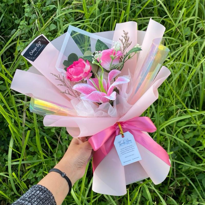Bouquet Bunga Pink Aesthetic Murah Hadiah Ulang Tahun Anniversary ...