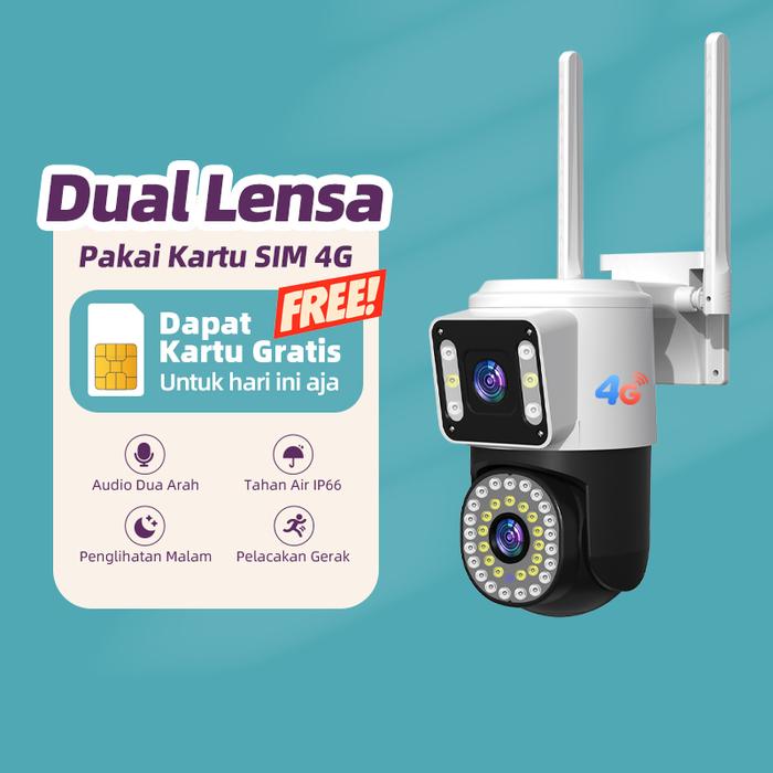 Promo Garansi 1 Tahun V380 V2-4G Kamera Ganda HD 4K 4G CCTV Luar ...