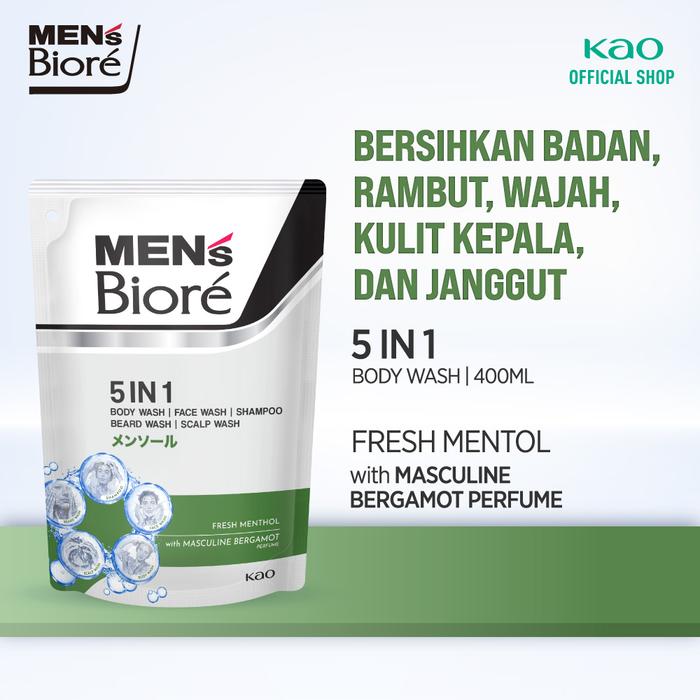 Promo Men's Biore 5 in 1 Shampoo & Sabun Mandi Cair Pria Fresh Menthol ...