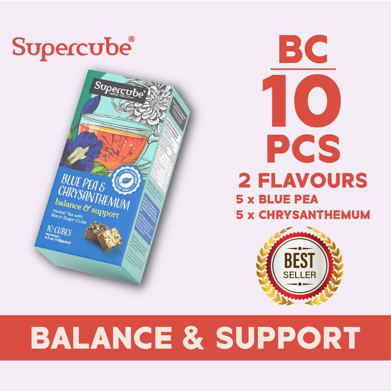 [COMBO] Supercube Blue Pea & Chrysanthemum (BC) Herbal Tea with Black Sugar Cube (Molasses ...