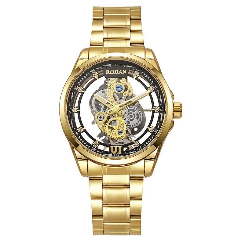 RODAN R-8018 JAM TANGAN TALI BESI STAINLESS STEEL SKELETON DESIGN ...