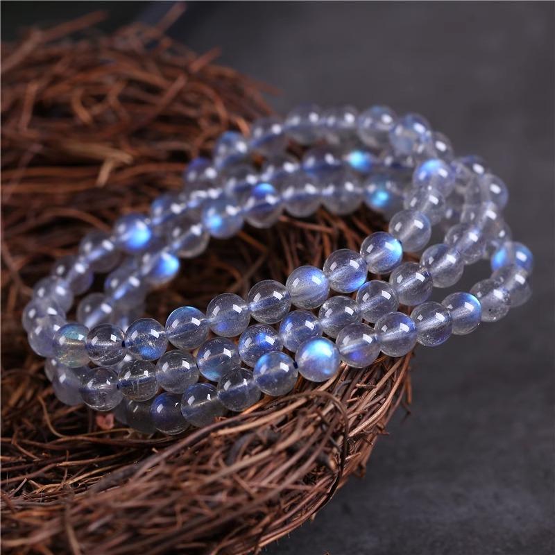 Gelang labradorit biru asli untuk wanita, kalung manik 6mm, gelang ...
