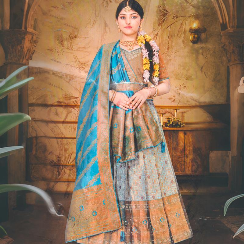 Readymade Traditional 3 in 1 Gown Pavadai thavani Dupatta (Lehenga ...