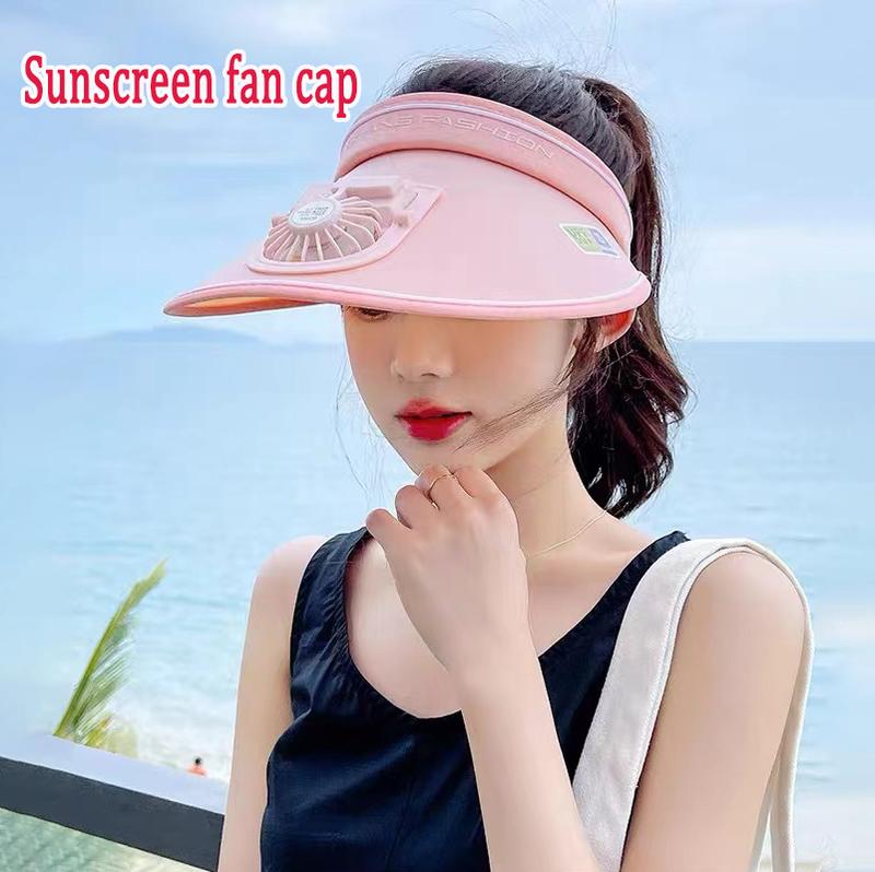 USB Rechargeable fan hat Sun block hat Empty top big hat fac - TikTok ...