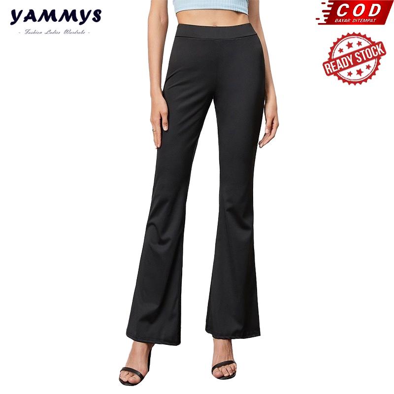 【Stok Sedia】Seluar Legging Perempuan Women Elastic High-Waist Bootcut ...