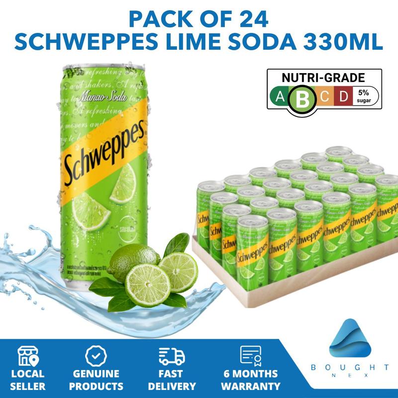 Schweppes Lime Soda 330ml Refreshing 24-Pack Enjoy Zesty Bubbles ...