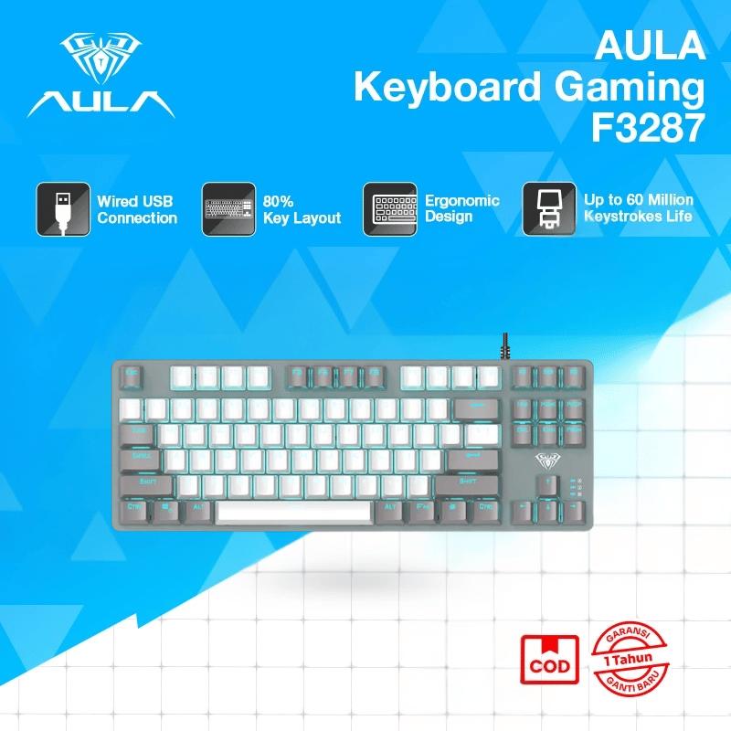 AULA F3287 Original Factory ABS Whte/Grey Gaming keyboard - Garansi ...