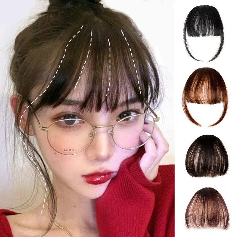 Clip In Bangs Brown Fake Bangs Extensions Wispy Clip on Air Bangs ...
