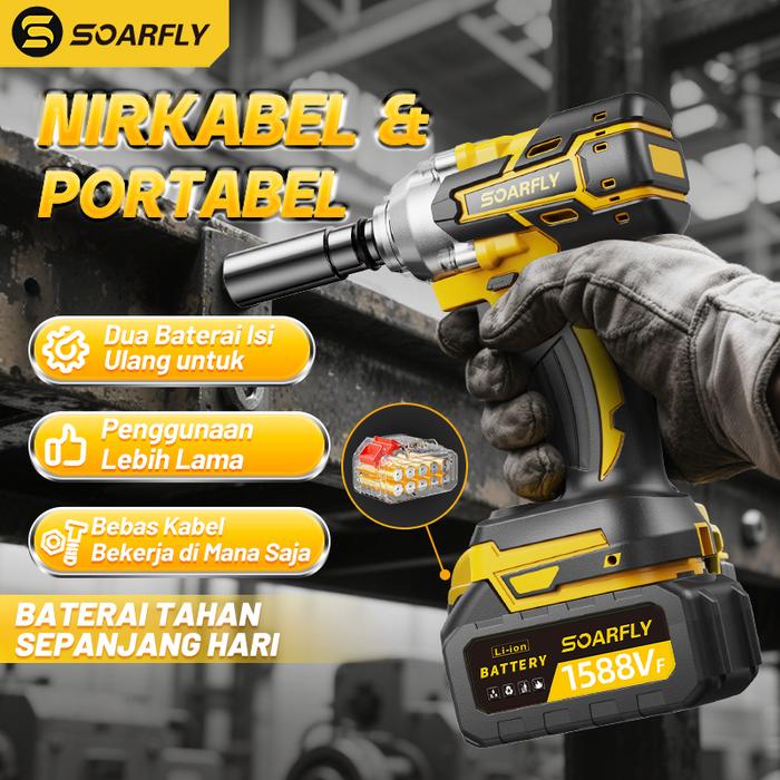 Promo 【Gajian Sale Ramadan】 SOARFLY Cordless impact Wrench motor tanpa ...