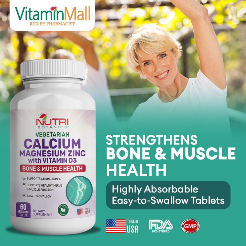 Nutri Botanics Calcium Magnesium Zinc with Vitamin D3 Supplement ...