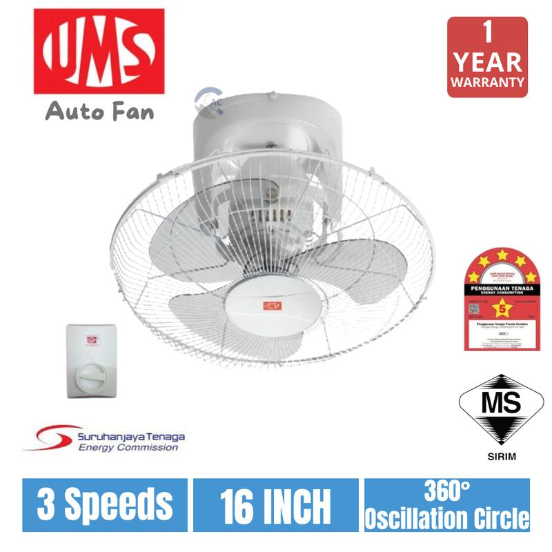 UMS Auto Fan 16" (360 Degree) Kipas Siling Auto 16" - TikTok Shop Malaysia