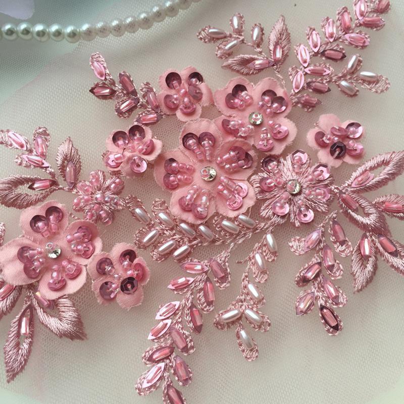 Tampalan pembaikan renda, 1 helai, rhinestones bunga manik, Appliques ...