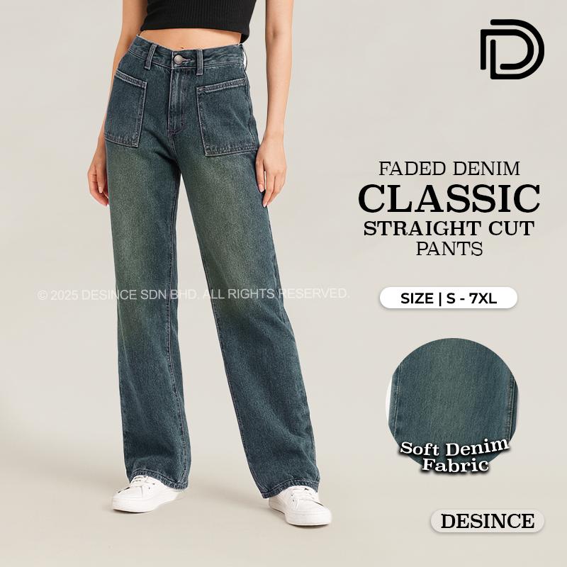 DESINCE Women Jeans Straight Cut Denim Casual Pants Seluar Jeans ...