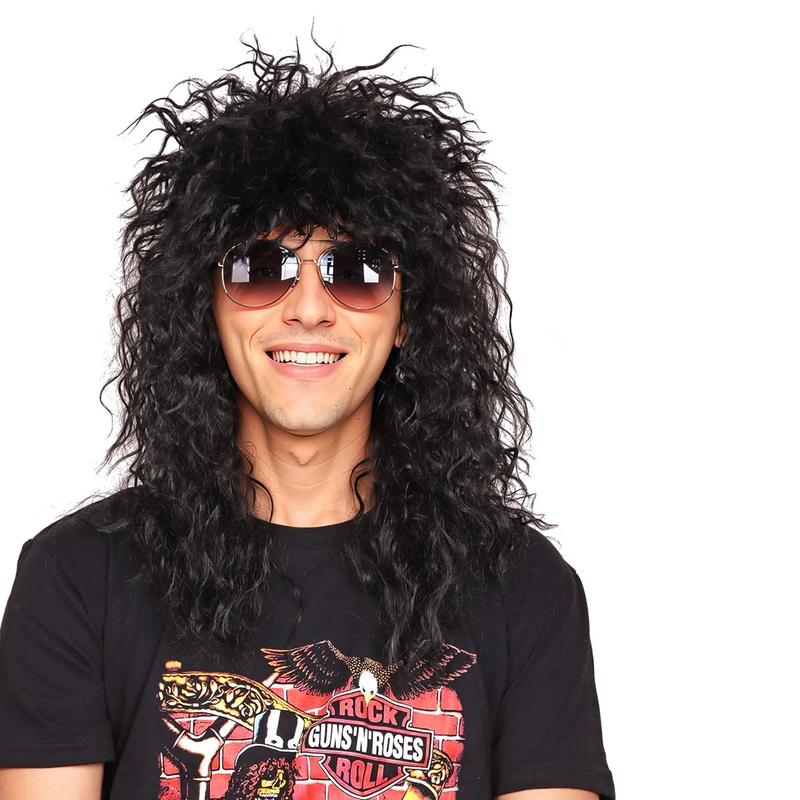 Set Rambut Palsu Rambut Kerinting, Gaya Rock ‘n’ Roll Hitam, - TikTok ...
