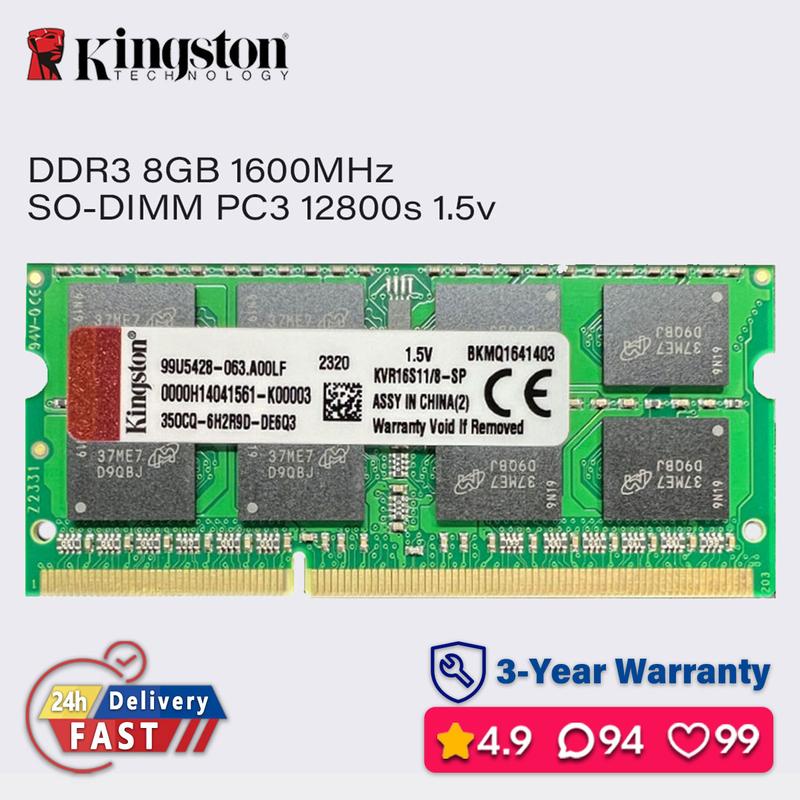 kingston 8gb 4gb 1600mhz ddr3 memory laptop ram sodimm pc3 12800s ...