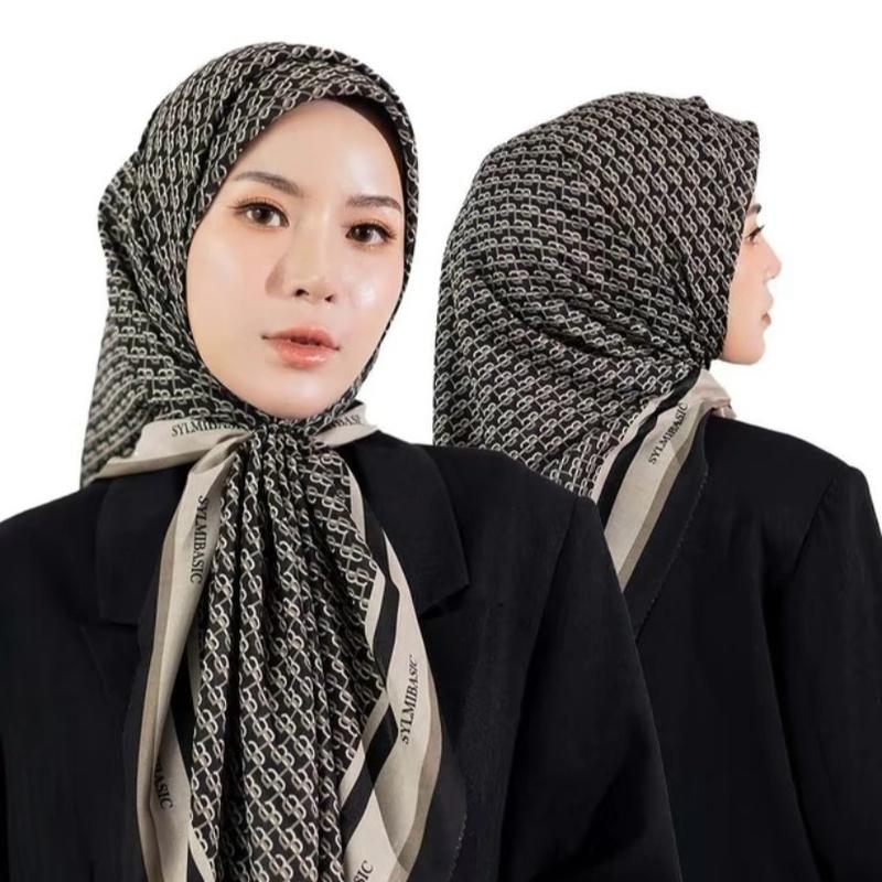 Sylmi Basic Latien Scarf Hijab Monogram Pattern Segi Empat Voal - Shop ...