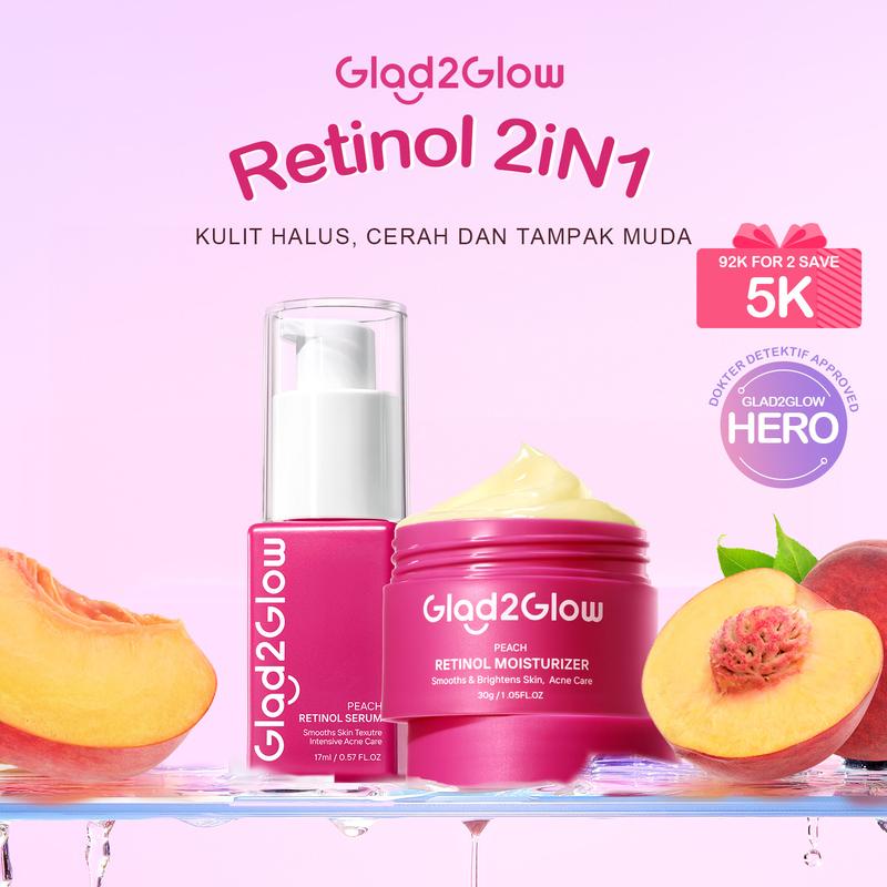 Glad2Glow Retinol Set 2 in 1 Bundle 2PCS - Peach Retinol Serum+Retinol ...