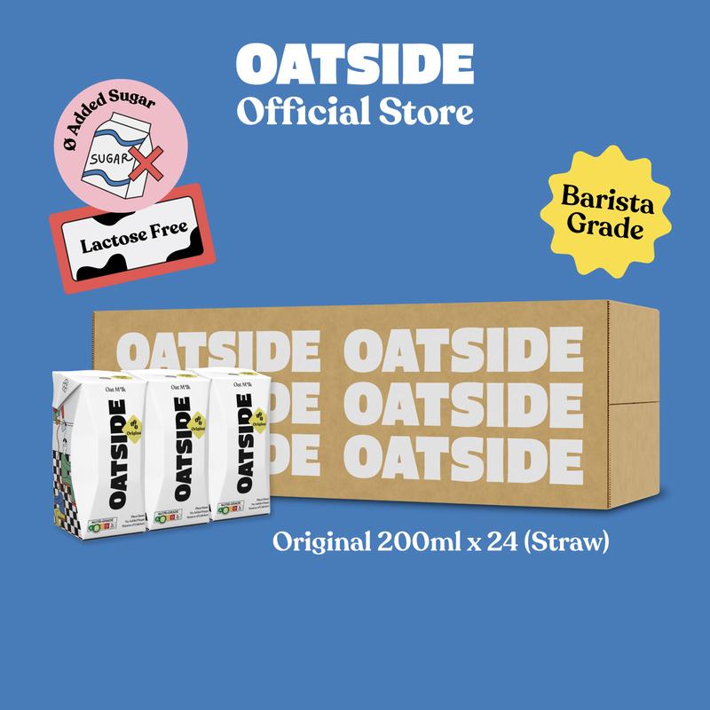 OATSIDE Barista Blend Original Oat Milk with Straw 200ml x 24- Dairy ...