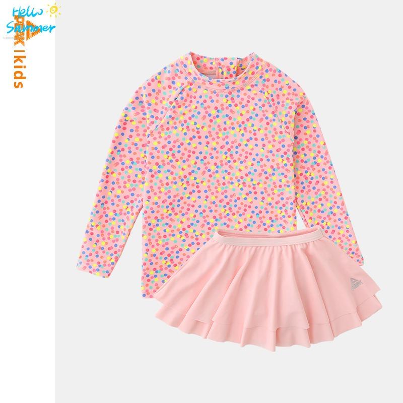 Ready stock Girls' long sleeved polka dot princess split skirt - TikTok ...
